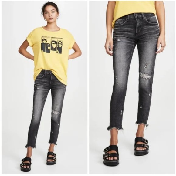 Moussy | Jeans | Moussy Vintage Glendele Skinny Frayed Hem Ankle Length Jeans In Black Size 24 ...